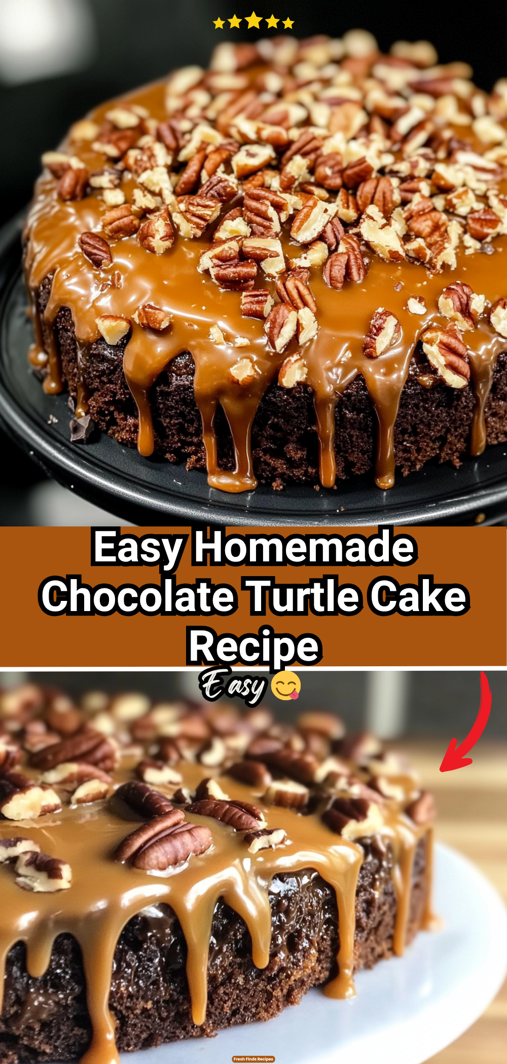 Easy Homemade Chocolate Turtle Cake Recipe