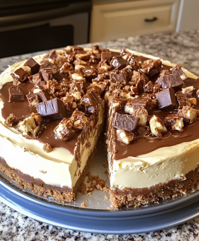 No Bake Snickers Cheesecake